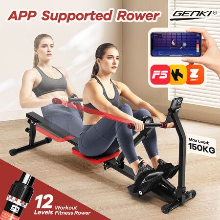 Genki Fitness Rowing Machine Rower 12 Levels Hydraulic Resistance Home ...